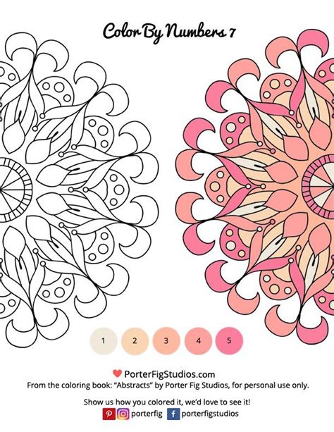 Color By Number 7 Mandala Coloring Page Intricate Flower Design