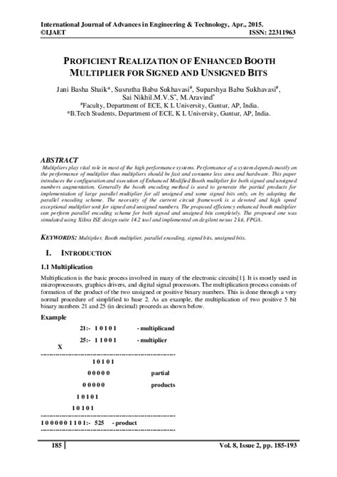 Pdf Enhanced Booth Multiplier For Signed And Unsigned Bits