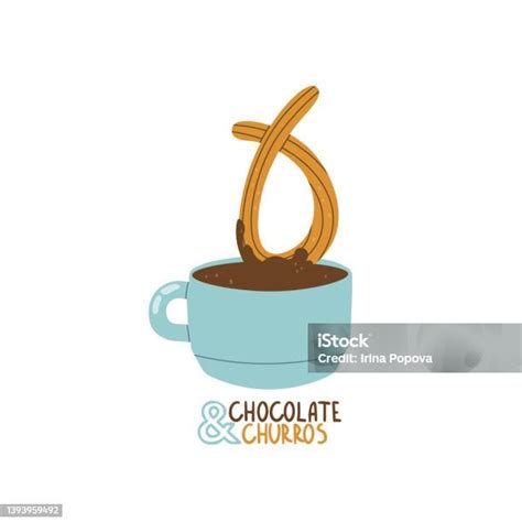 츄레리아 로고 츄로스와 초콜릿 아침 식사를위한 스페인 전통 패스트리 디자인 및 필기 텍스트에 대한 벡터 일러스트레이션 고풍스런에 대한 스톡 벡터 아트 및 기타 이미지