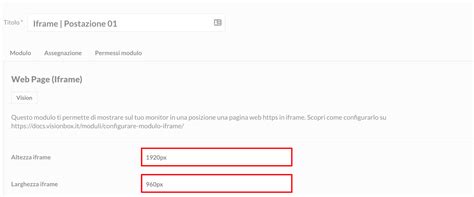 Configurare Modulo Iframe Docs Visionbox