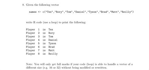 Solved 8 Given The Following Vector Names