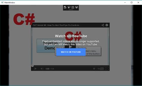 C Embedding Youtube Videos In Wpf Application Stack Overflow