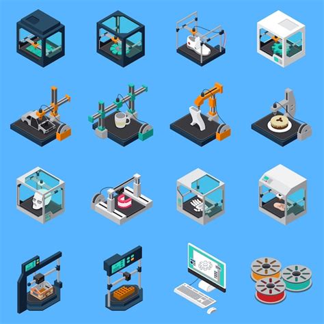Free Vector Isometric Robot Automation Composition With Robotic Arm