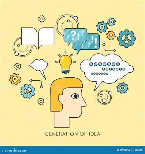 Generation Of Idea Background In Flat Stock Vector Illustration Of Flat Brainstorm 84925856