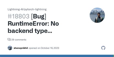 Bug Runtimeerror No Backend Type Associated With Device Type Cpu