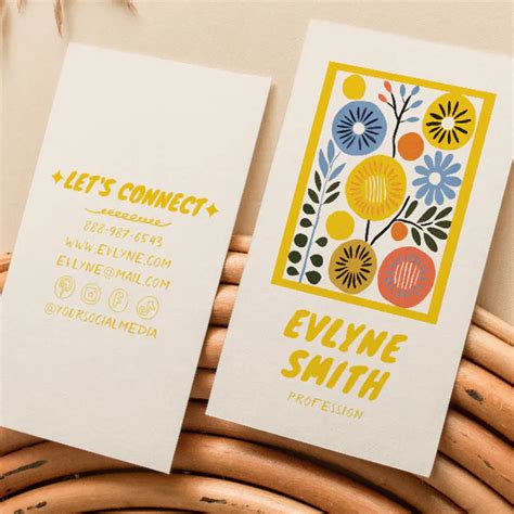 Hand Written Drawn Yellow Bold Retro Floral Unique Business Card Zazzle