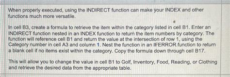 solved when properly executed using the indirect function