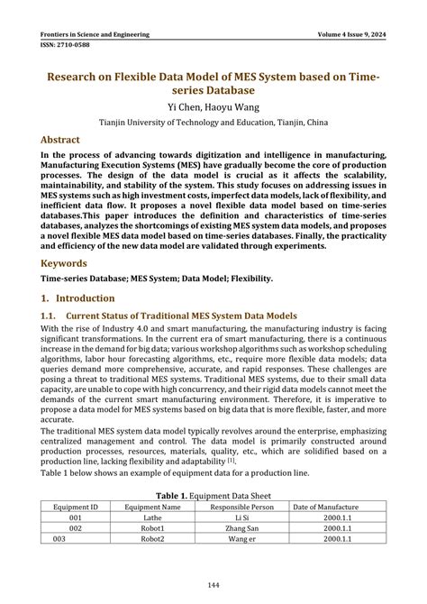 Pdf Research On Flexible Data Model Of Mes System Based On Time