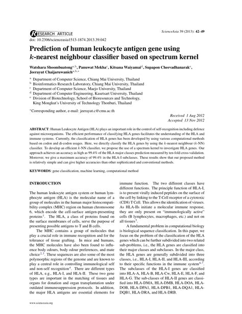 pdf prediction of human leukocyte antigen gene using k nearest