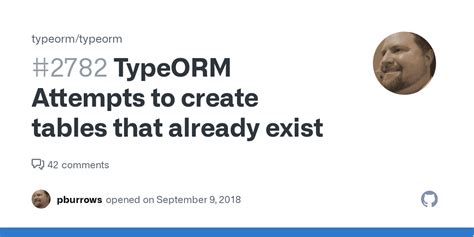 typeorm attempts to create tables that already exist · issue 2782