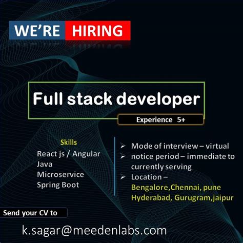 mnc hiring fullstackdeveloper java reactjs angular springboot
