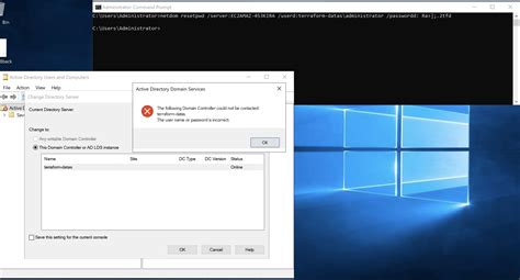 active directory how to set username password in windows server for