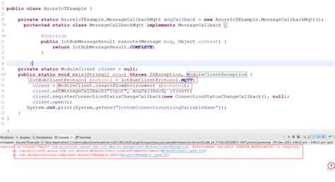 Environment Variable IOTEDGE WORKLOADURI Is Required In Java Azure IoT
