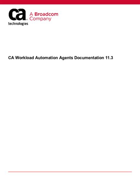 Fillable Online Ca Workload Automation Agents Documentation 113 Techdocs Fax Email Print