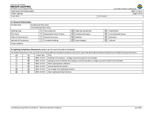Energy Code Ace 2016 Nrcc Lti 01 E Certificate Of Compliance