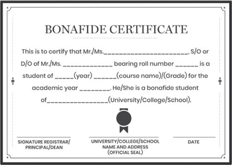 Bonafide Certificate Format Application And Meaning