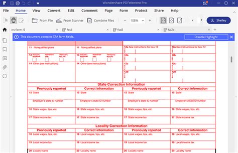 Irs Form W 2c Fillable Printable Forms Free Online