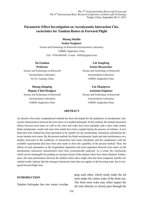 Parametric Effect Investigation On Aerodynamic Interaction