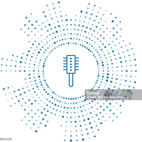 흰색 배경에 격리 된 파란색 라인 헤어 브러시 아이콘 빗 머리 기호 이발사 기호 추상 원 임의점 벡터 일러스트레이션 0명에 대한 스톡 벡터 아트 및 기타 이미지 Istock
