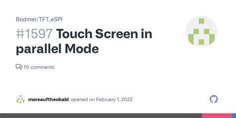 Touch Screen In Parallel Mode Issue Bodmer TFT ESPI GitHub