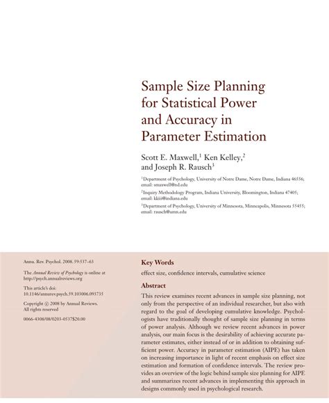 Pdf Sample Size Planning For Statistical Power And Accuracy In Parameter Estimation