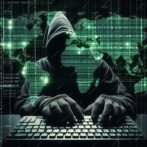 Premium Photo Hacker With World Map