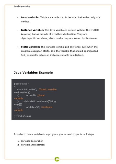 Java Tutorial Variables In Java Pdf Connect 4 Programming