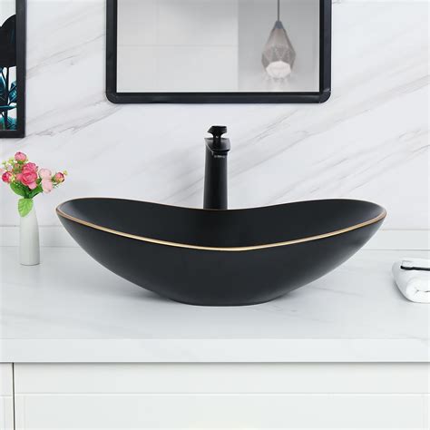 Ceramic Bathroom Vessel Sinks Oval Sink Bowl With Peony Flower