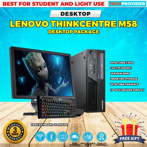 Lenovo Thinkcentre M58 Sff Slim Pc Set Computer Intel C2d 4gb Ram