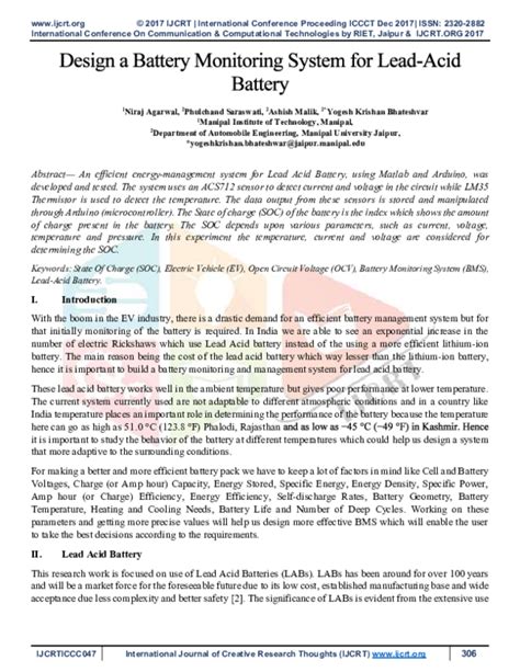 Pdf Design A Battery Monitoring System For Lead Acid Battery