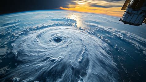 Monitoring A Hurricane From Space With Advanced Satellite Technology In The Atmosphere Over The