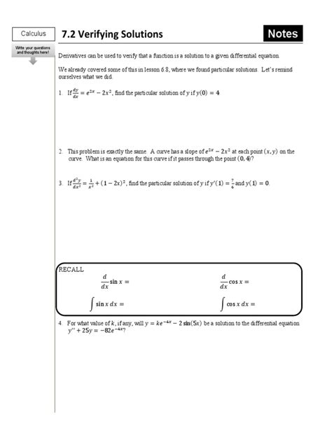 Calc 72 Packet Pdf Differential Equations Equations