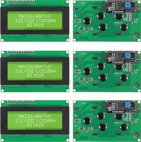 Aitrip 3 Sets Lcd 2004 Module With I2c Interface Adapter Backlight 2004