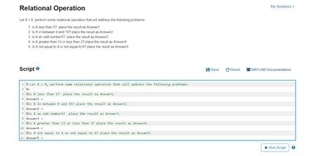 solved relational operation my solutions let x 8 perform