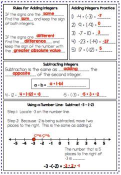 Integer Operations Notes And Practice PDF And Google Slides Version Integer Operations