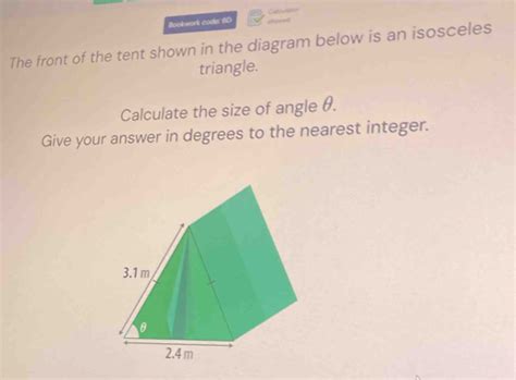 Solved Bookwark Code 6d Epered The Front Of The Tent Shown In The Diagram Below Is An
