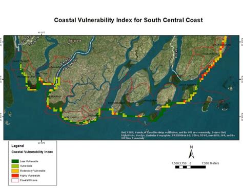 coastal vulnerability index map along with the parameter s distribution