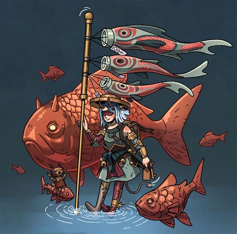 Artstation Cursed Fish Kite Girl