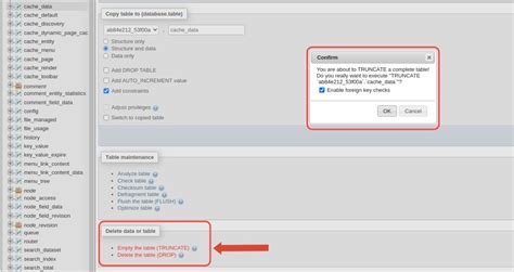 truncating mariadb mysql tables in the nexcess cloud nexcess