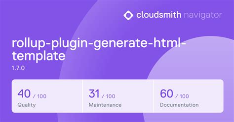 Rollup Plugin Generate Html Template 170 Npm Package Quality Cloudsmith Navigator