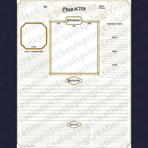 Celestial Dnd 5e Character Sheet Dungeons And Dragons Stat Etsy Australia