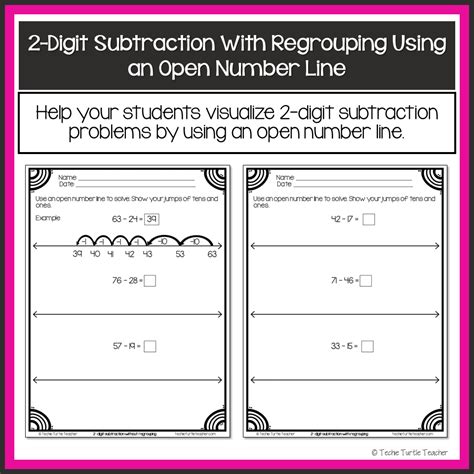 2 Digit Subtraction With Regrouping Using An Open Number Line Made By