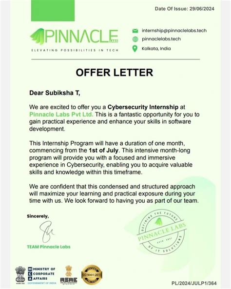 Subiksha T On Linkedin Pinnaclelabs Internship2024