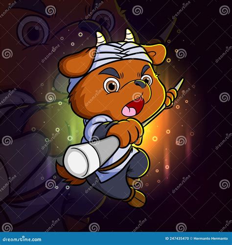 The Fighter Sheep Hitting With The Stick Esport Mascot Design Logo Stock Vector Illustration