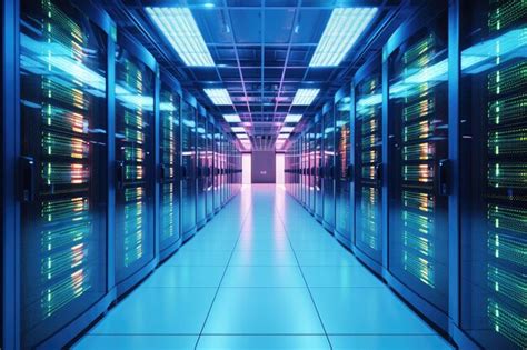 Premium Photo Rows Of Servers In A Data Center Efficiently Processing Storing And Delivering