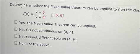 solved determine whether the mean value theorem can be