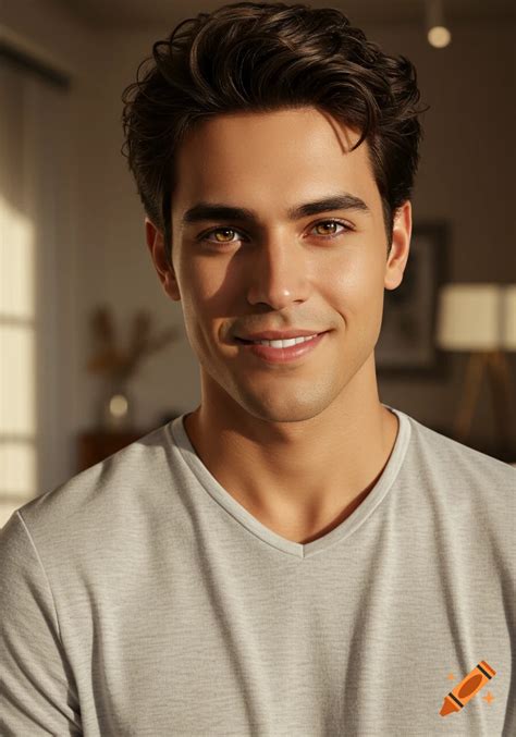 Man With Brown Hair And Hazel Eyes Stylish And Expressive Look