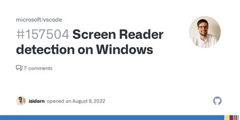 Screen Reader Detection On Windows · Issue 157504 · Microsoftvscode