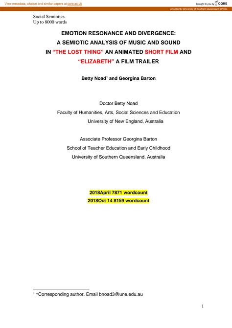 SOLUTION Emotion Resonance And Divergence A Semiotic Analysis Of Music And Sound In The Lost