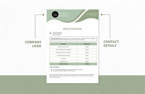Free Price Proposal Template Download In Word